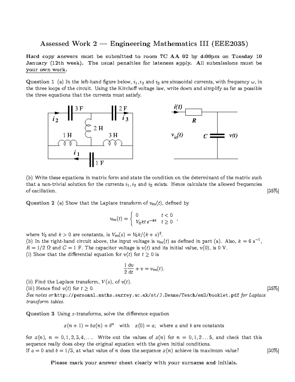 EEE2035 2016-2017 Assignment 2 - Assessed Work 2 — Engineering ...