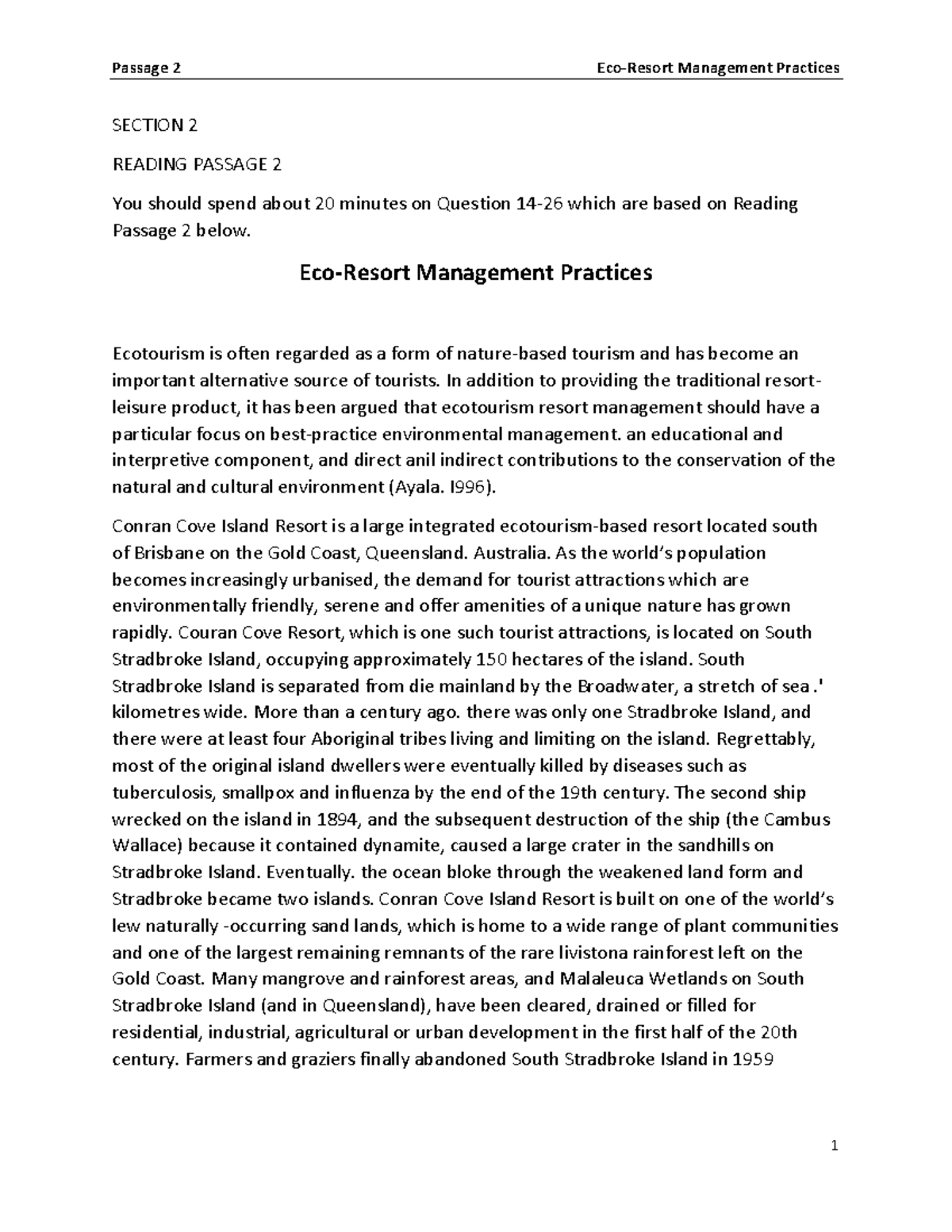 93 Passage 2 - Eco-Resort Management Practices Q14-26 - SECTION 2 ...