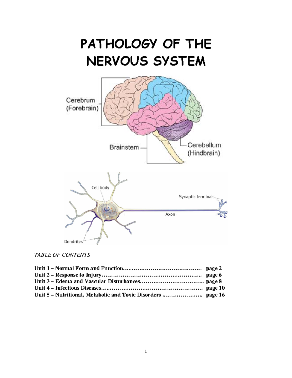 Pathology of the Nervous System - PATHOLOGY OF THE NERVOUS SYSTEM TABLE ...