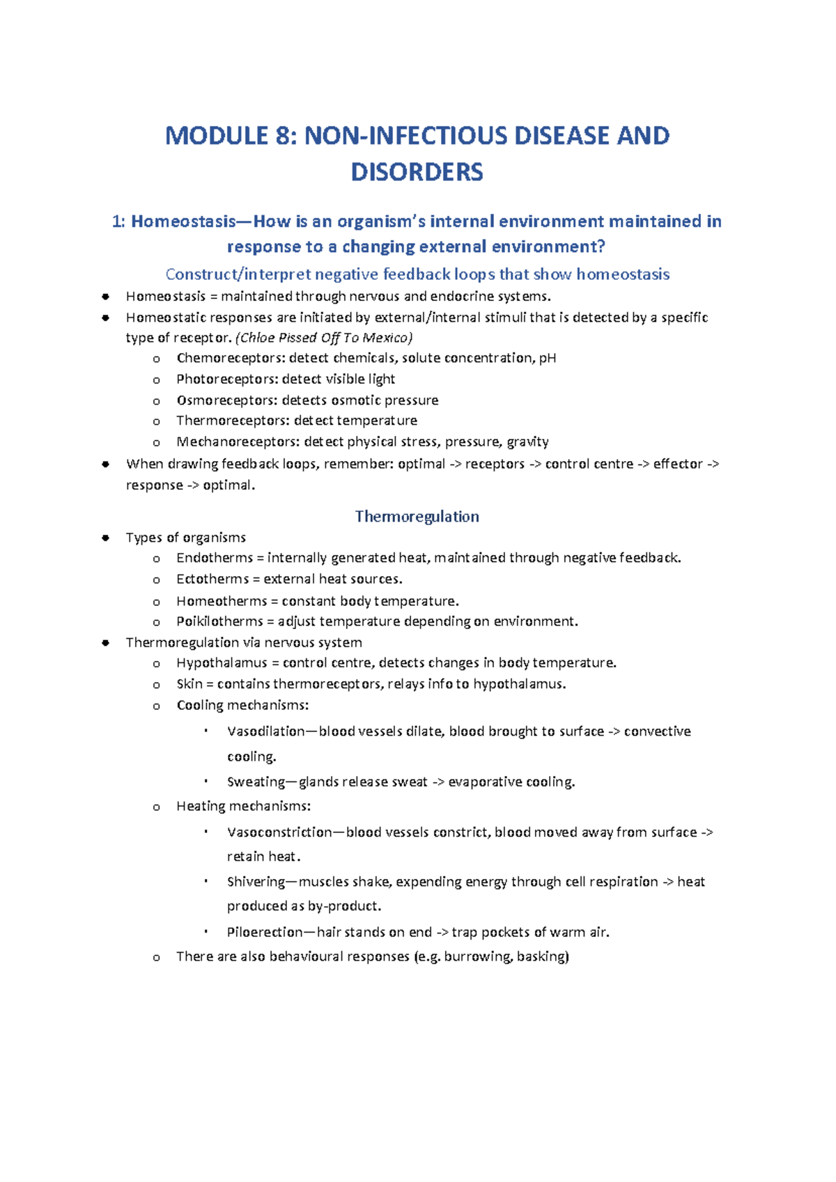 Module Eight - Non- Infectious Disease & Disorders - MODULE 8: NON ...