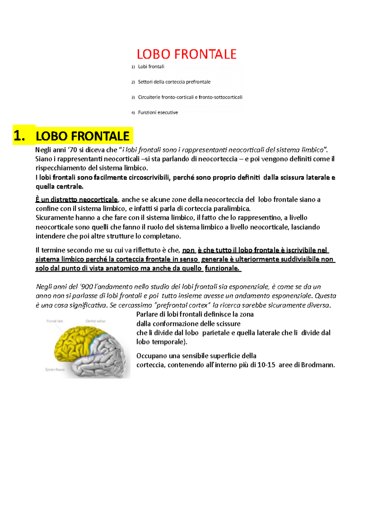 LOBO Frontale - LOBO FRONTALE 1. LOBO FRONTALE Negli anni ‘70 si diceva ...