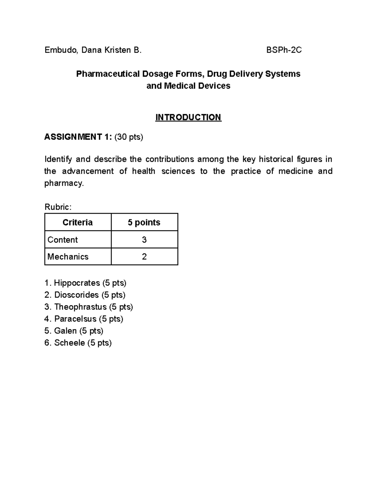 PDF Assignment 1 - Embudo, Dana Kristen B. BSPh-2C Pharmaceutical ...