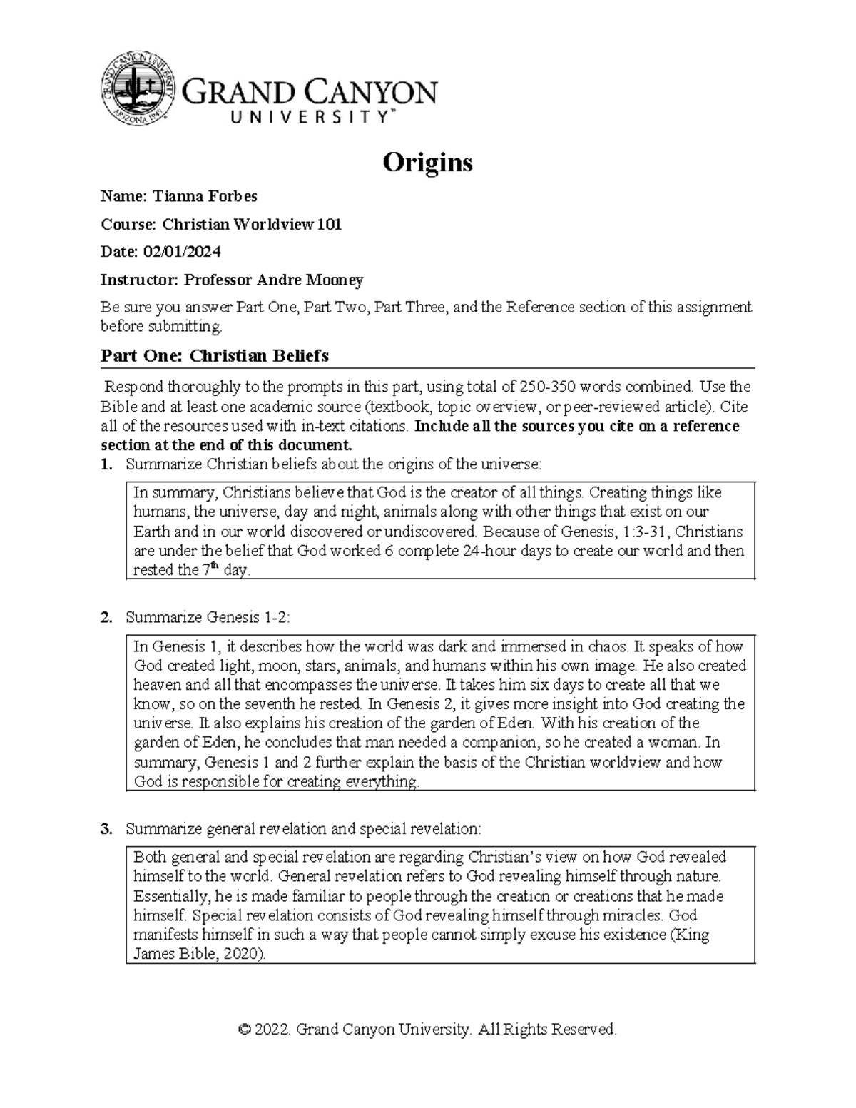 CWV 101 301 RS T2Origins Online - Origins Name: Tianna Forbes Course ...