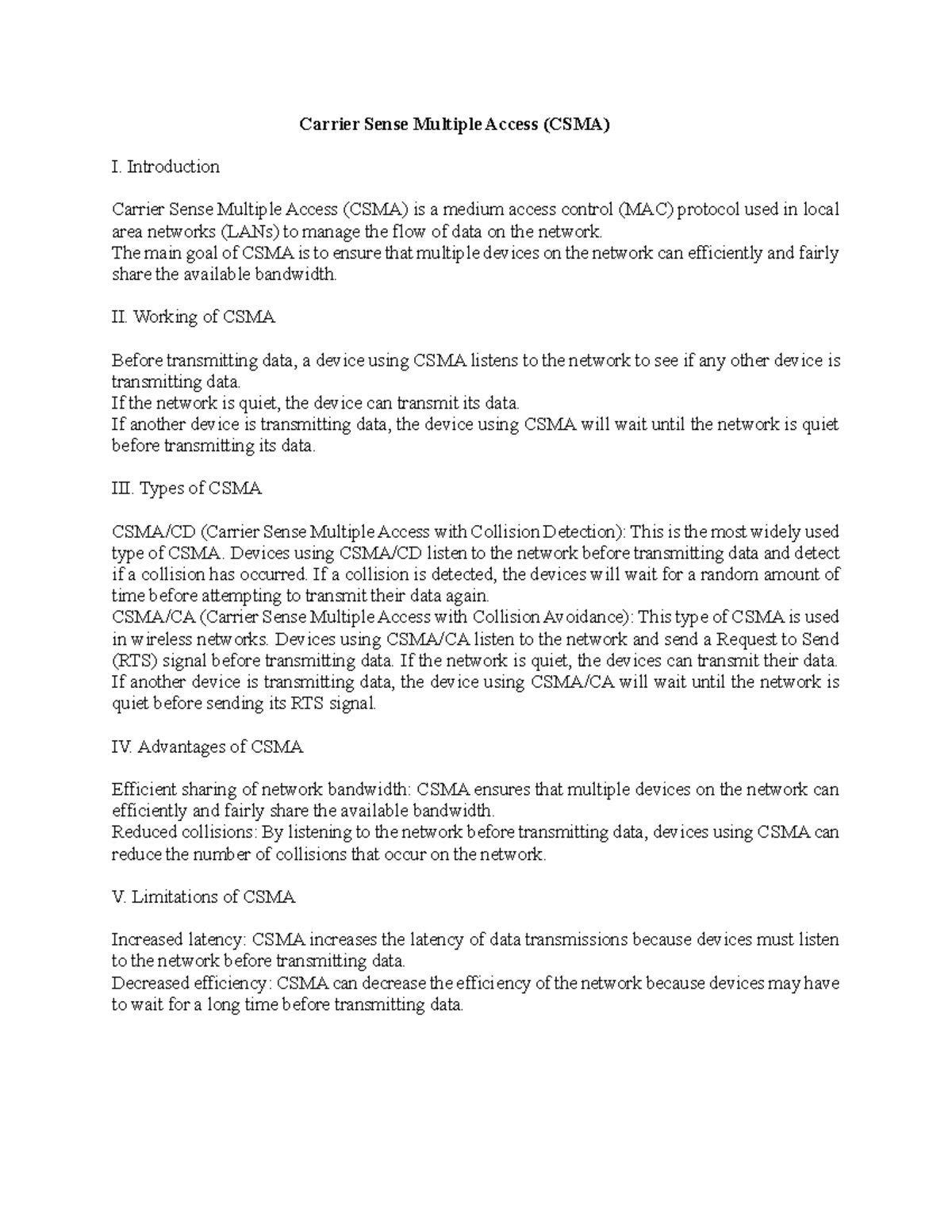 Carrier Sense Multiple Access Introduction Carrier Sense Multiple Access Csma Is A Medium