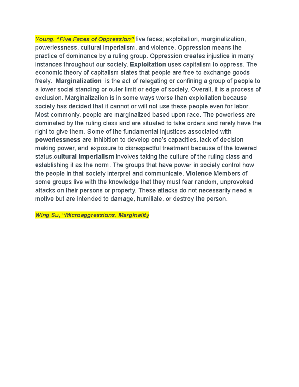 HRS 175 notes“Five Faces of Oppression” - Young, “Five Faces of ...