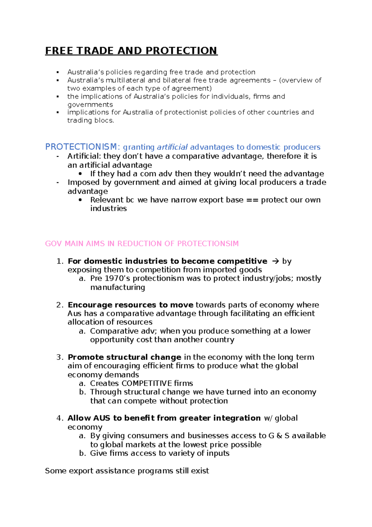 FREE Trade AND Protection - FREE TRADE AND PROTECTION Australia’s ...