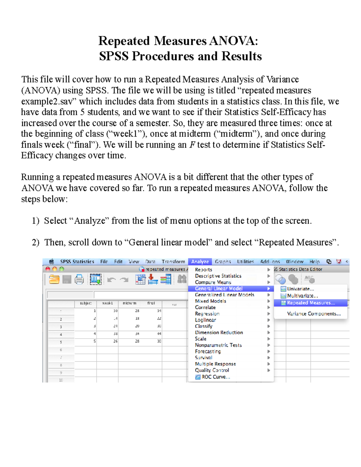 Repeated Measures Anova Spss Example Repeated Measures Anova Spss