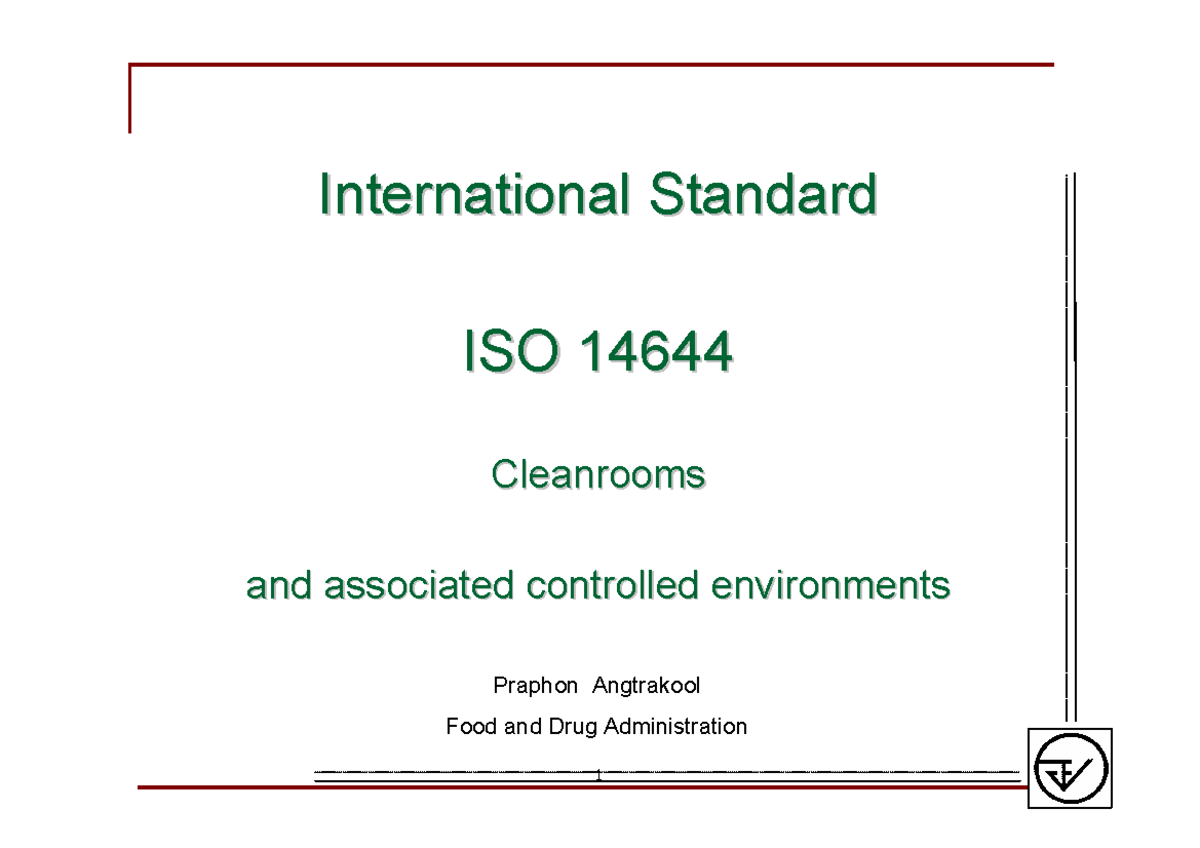 7 ISO14644 - Iso class - 1 International Standard International ...