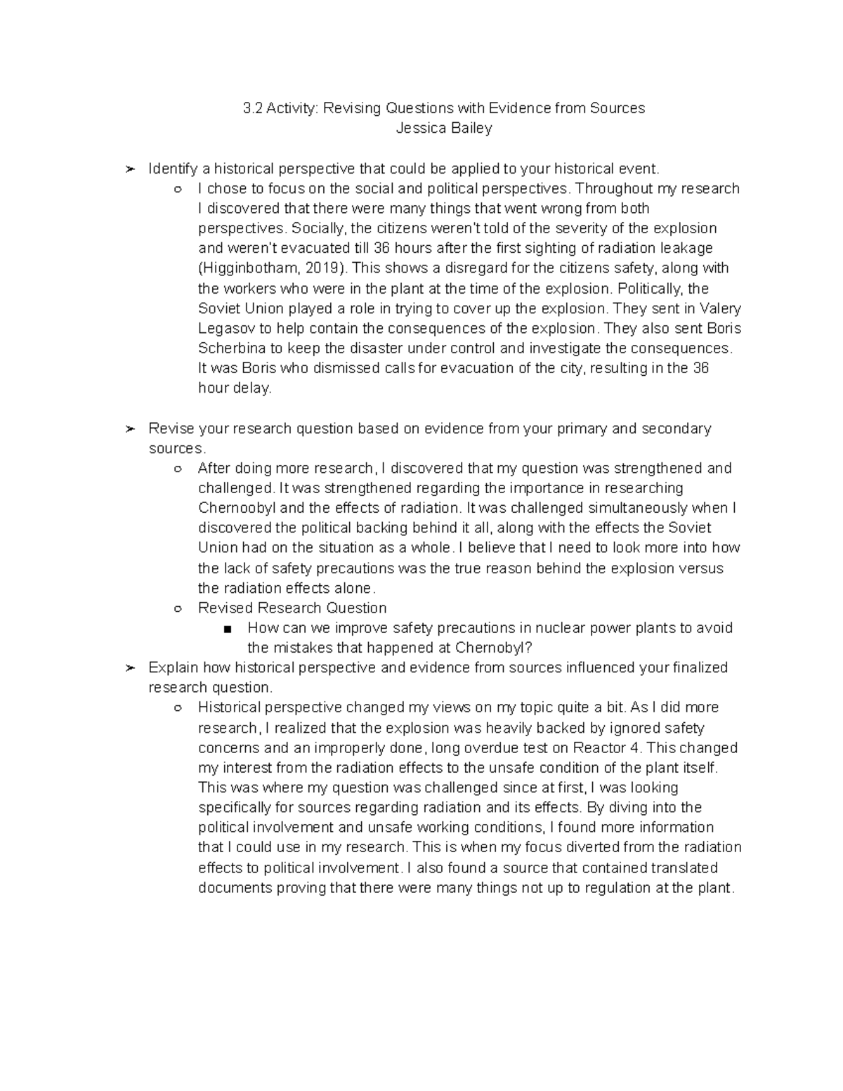 3.2 activity revising questions with evidence - 3 Activity: Revising ...
