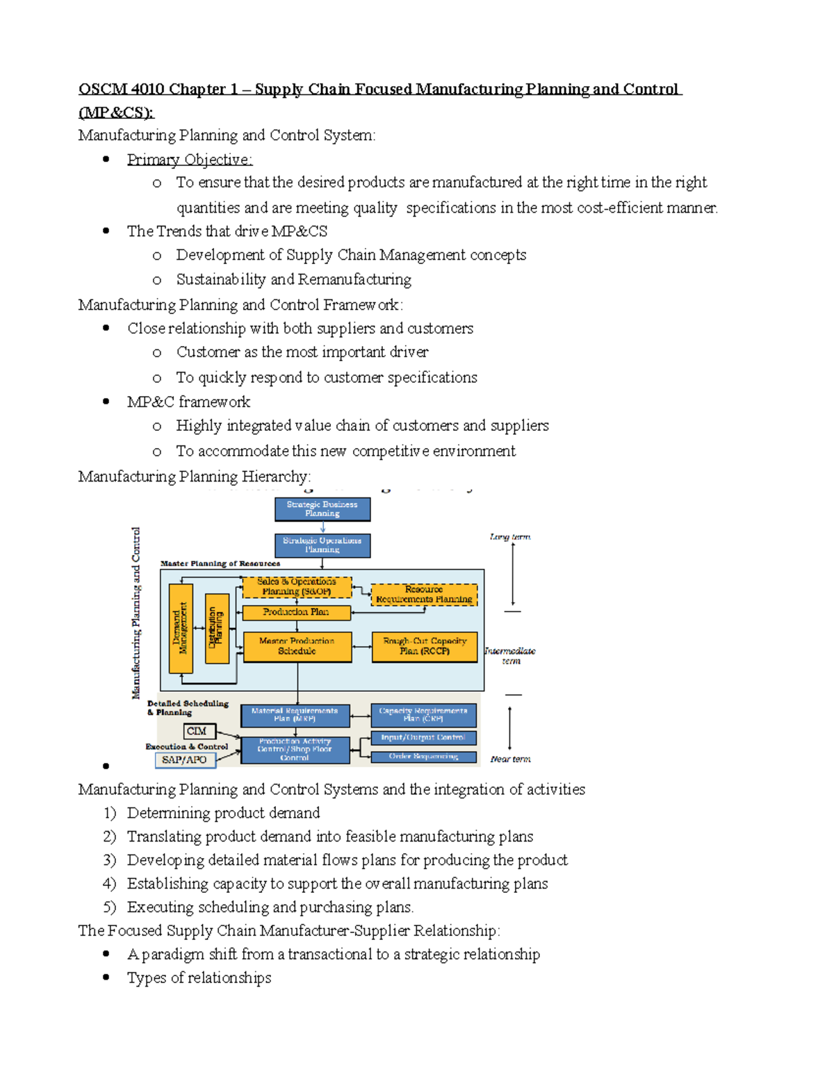 OSCM 4010 Chapter 1 - OSCM 4010 Chapter 1 – Supply Chain Focused ...