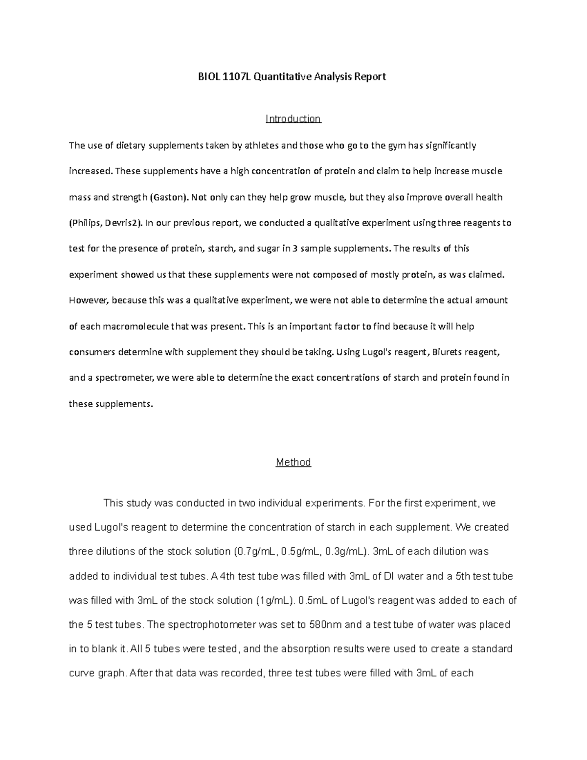 1107L QTA Harwood M - BIOL 1107L Quantitative Analysis Report ...