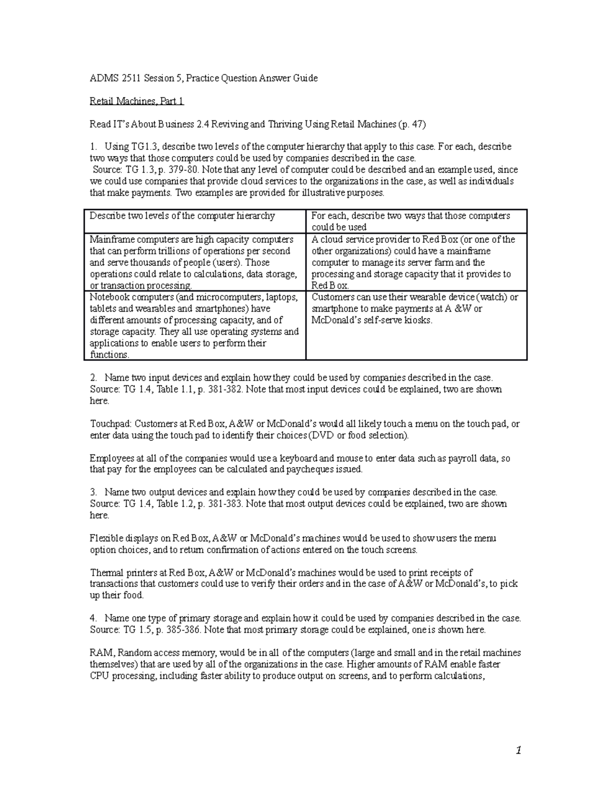 2511 Lecture 5 - Practice Questions Answer Key - ADMS 2511 Session 5 ...