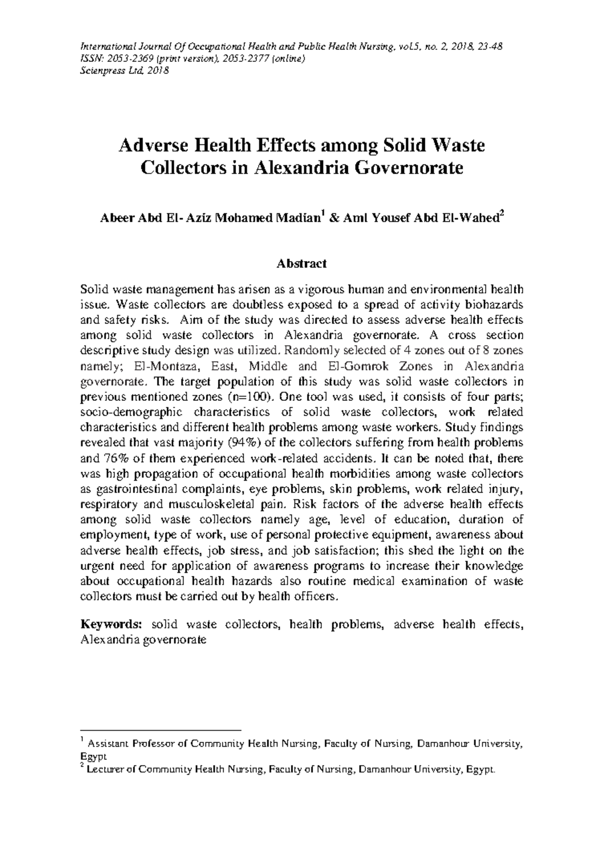 Adverse Health Effects among Solid Waste - International Journal Of ...