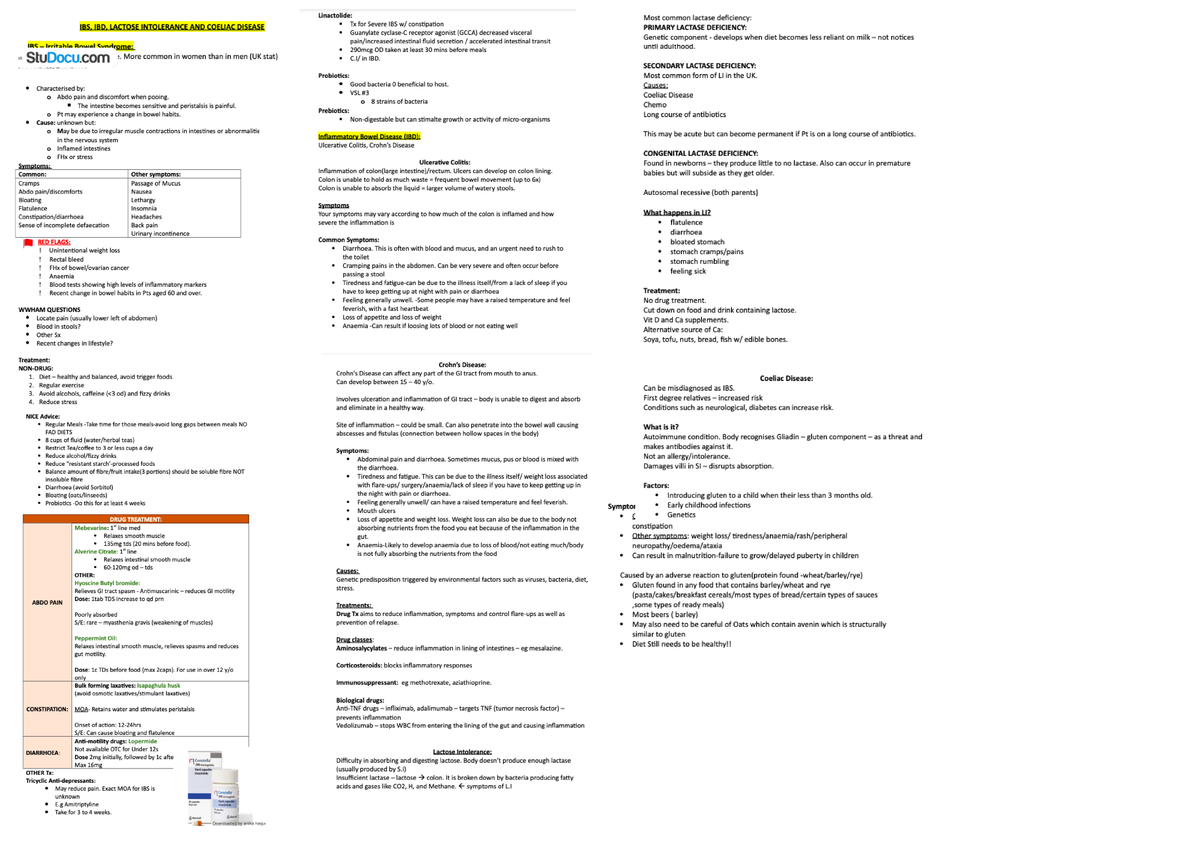 Ibs ibd - central nervous system and gut notes - PY5030 - KUL - Studocu