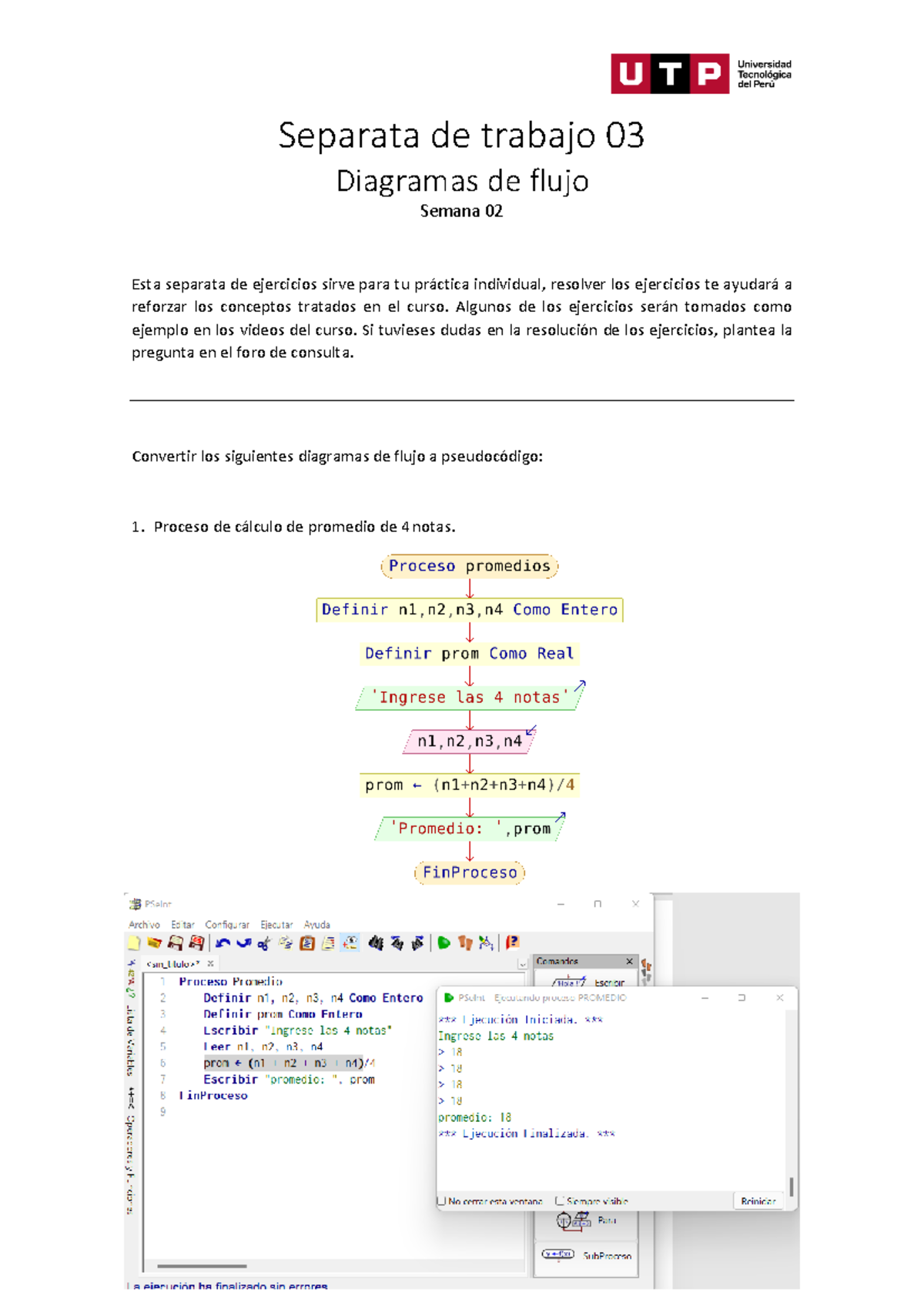 Separata 03 -Diagramas de flujo - Separata de trabajo 03 Diagramas de flujo Semana 02 Esta ...