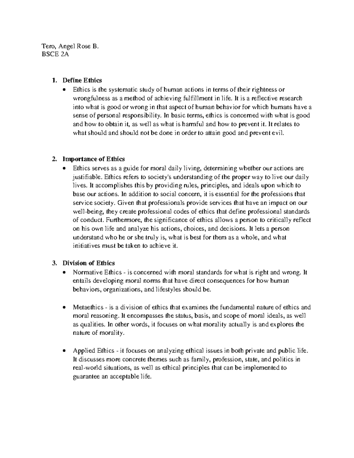 Assignment 1 - Introduction - Tero, Angel Rose B. BSCE 2A 1. Define ...