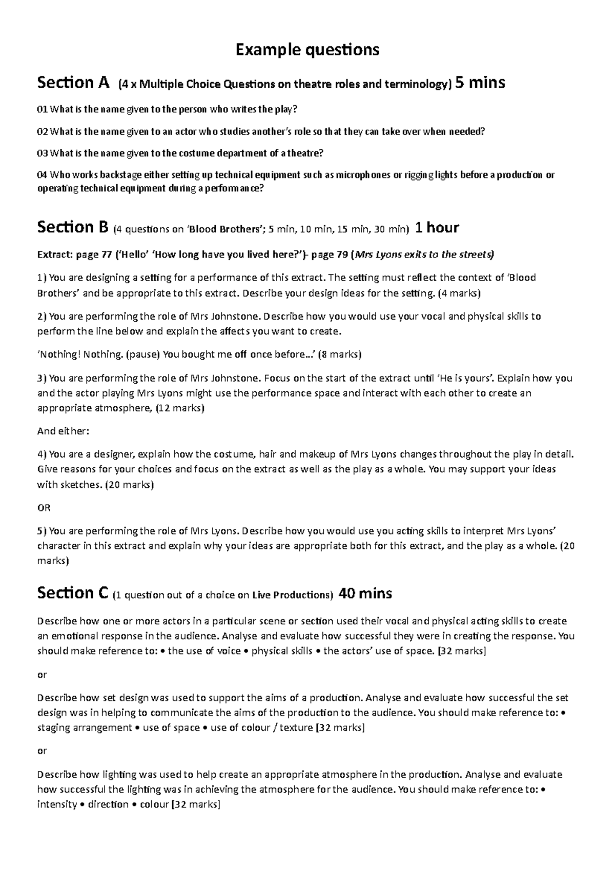 Example questions 2018 example answers from AQA2018 example answers ...