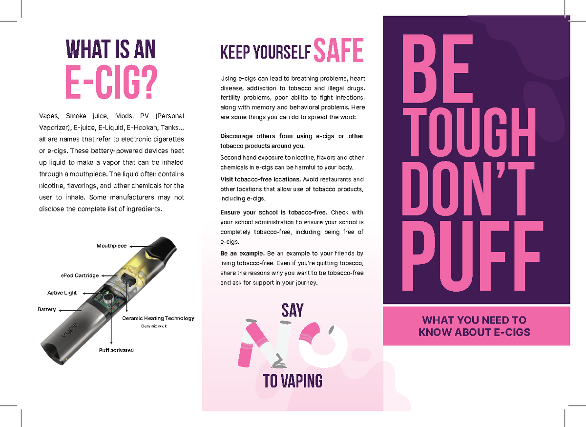 Vape Free Brochure Front - WHAT YOU NEED TO KNOW ABOUT E-CIGS DON’T ...