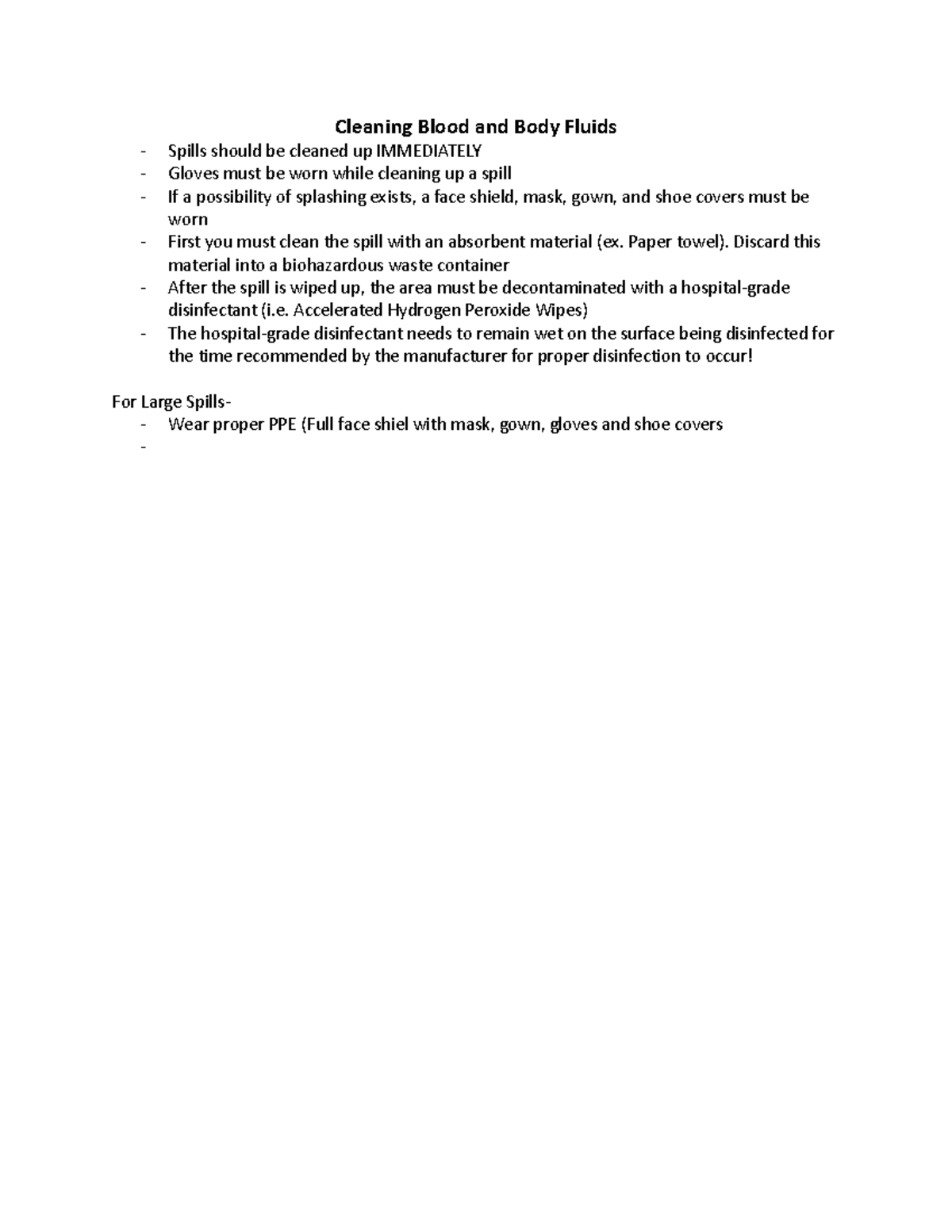 Blood and Body Fluid Clean up - Cleaning Blood and Body Fluids Spills ...