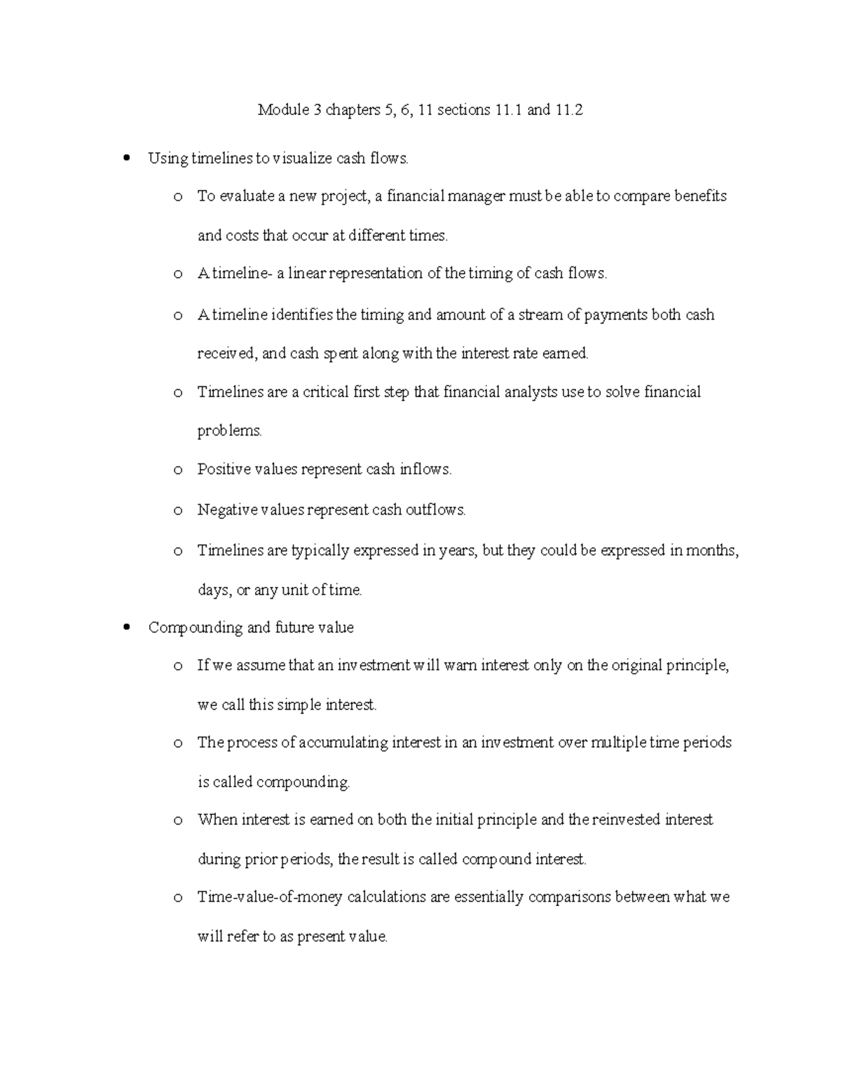 Module 3 chapters 5 - Module 3 chapters 5, 6, 11 sections 11 and 11 ...
