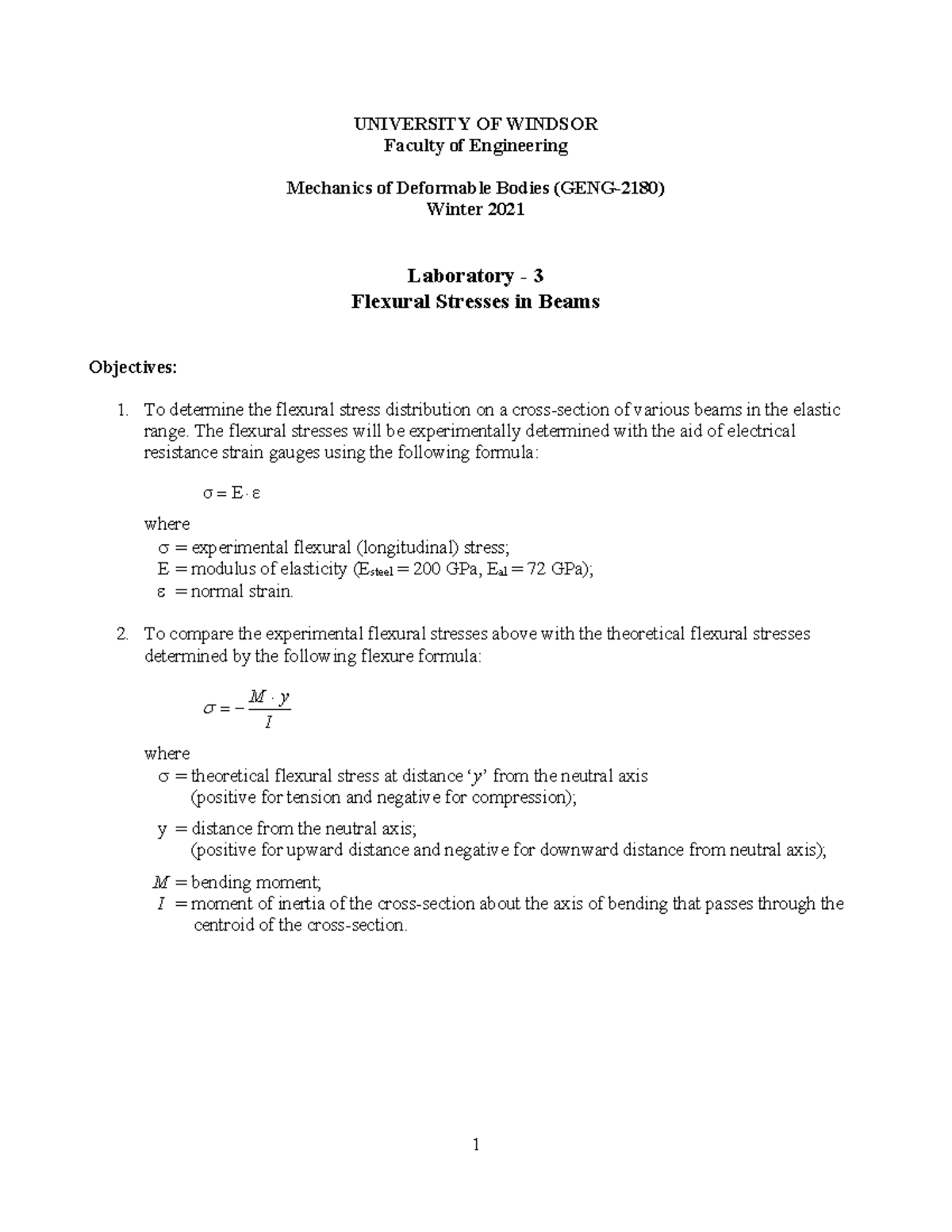 Lab 3 Manual 2020 Lab Study University Of Windsor Faculty Of