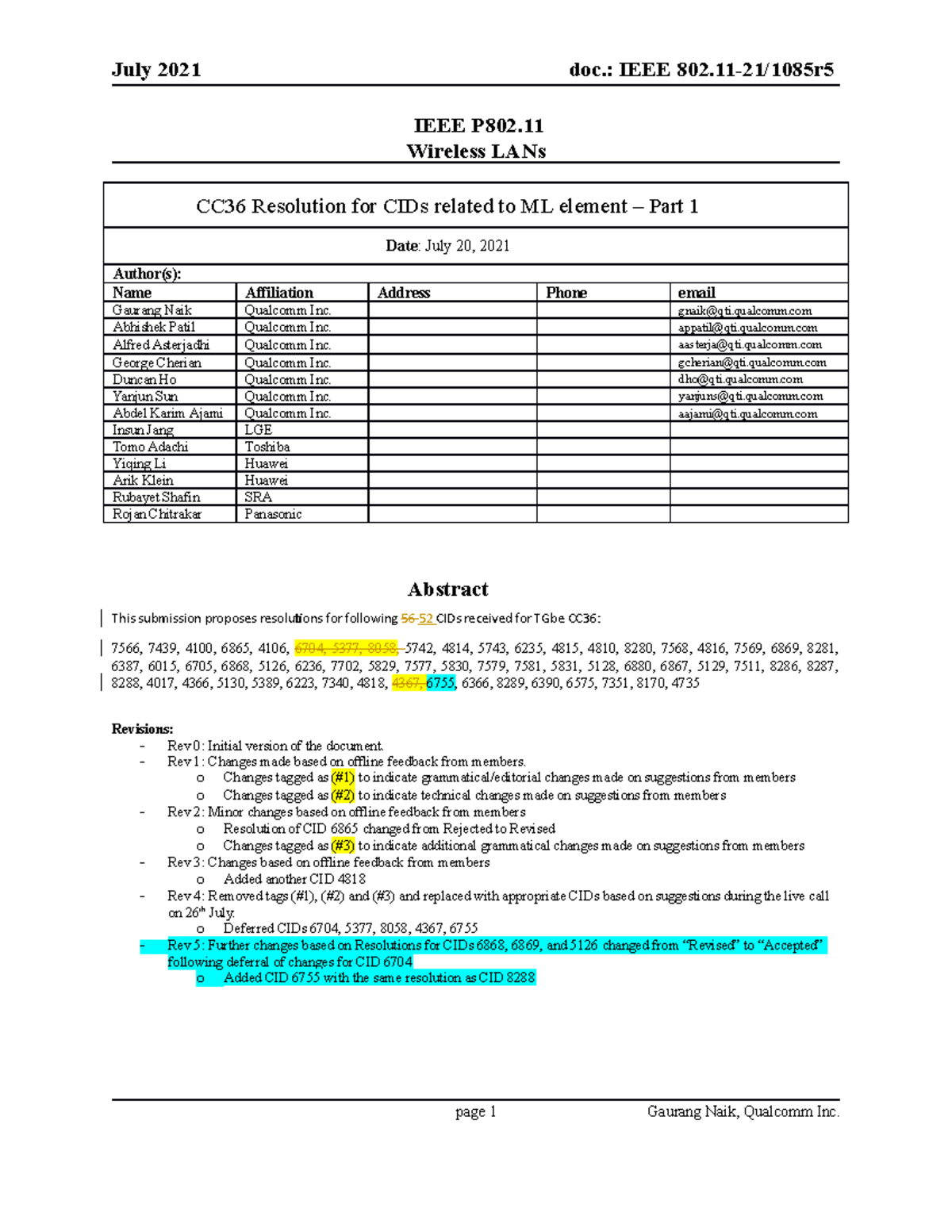 11 21 1085 05 00be cc36 resolution for cids related to ml element part ...