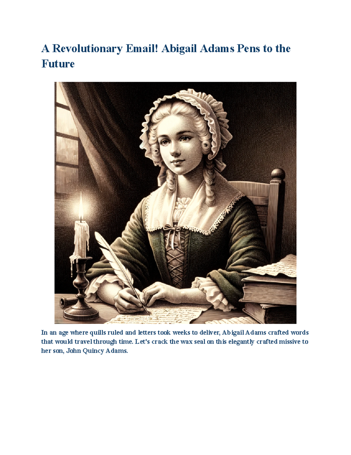 Pass Notes - A Revolutionary Email! Abigail Adams Pens to the Future In ...