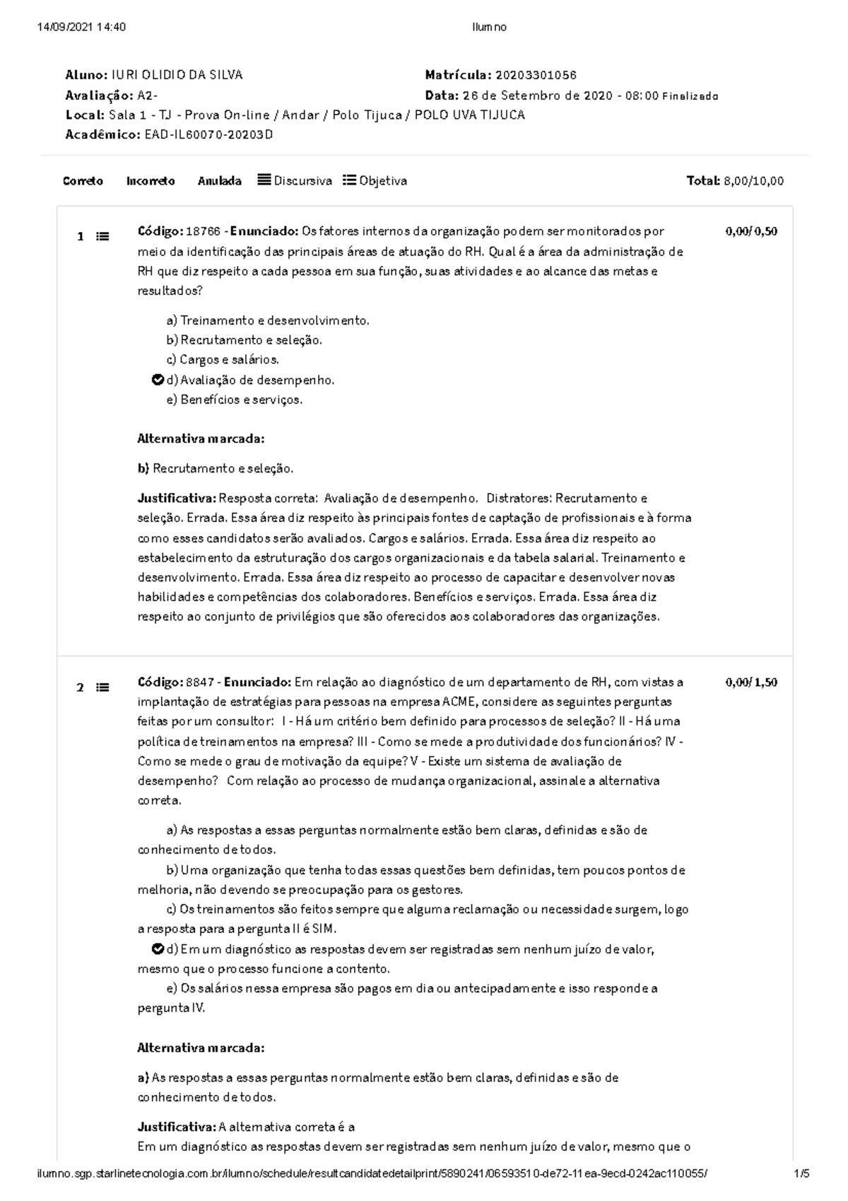 Prova nota 8,0 - Material de teste de conhecimento - Local: Sala 1 - TJ ...