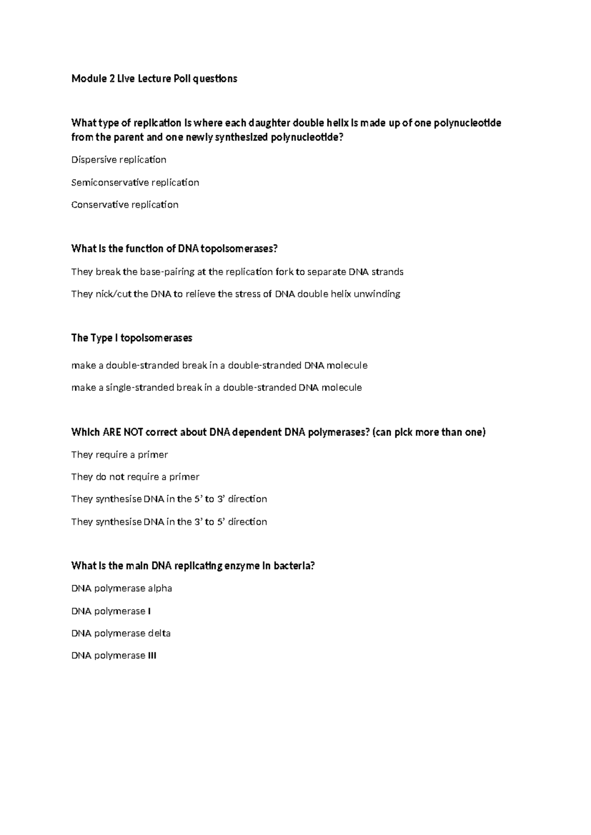 2023 Module 2 Practice MCQs - Module 2 Live Lecture Poll questions What ...