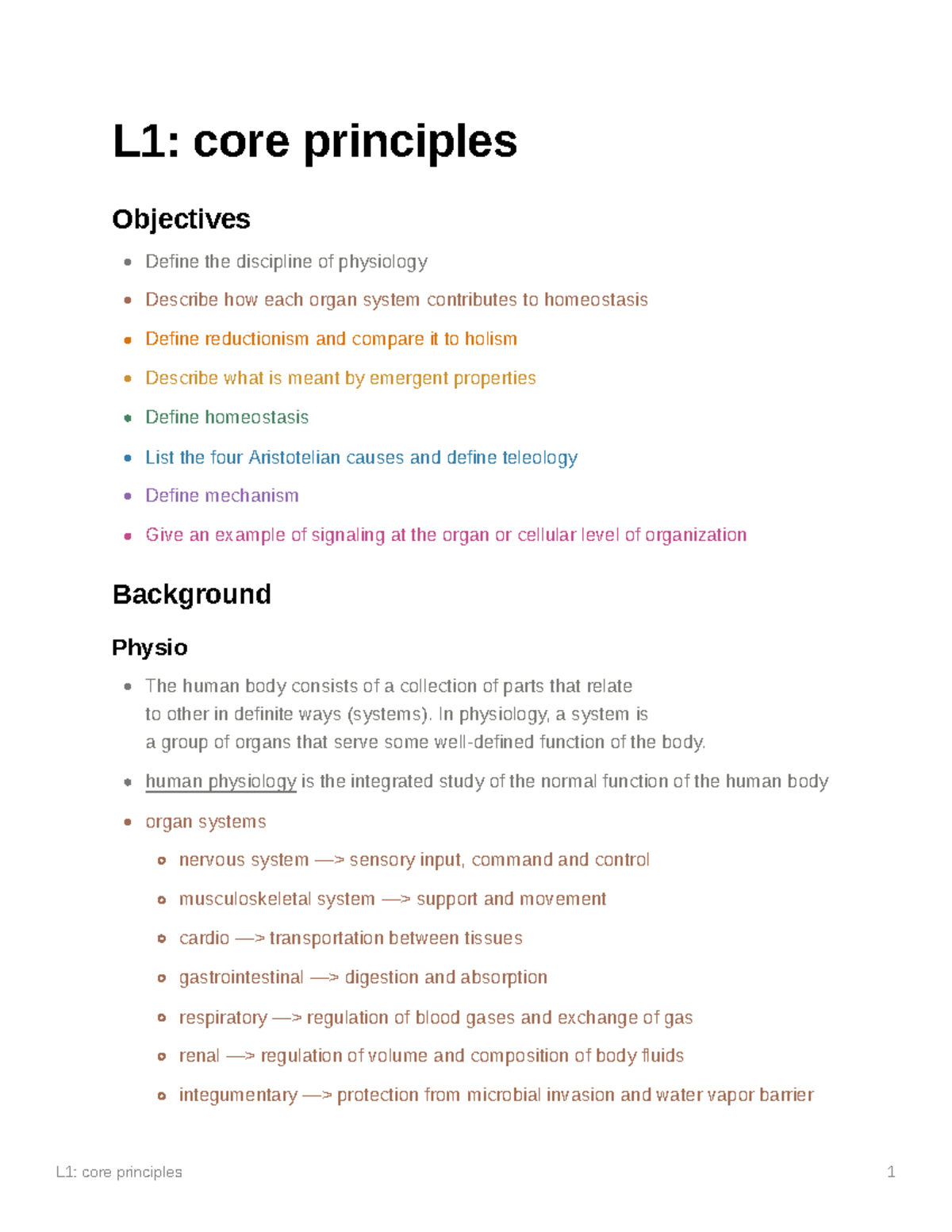 L1 core principles - In physiology, a system is a group of organs that ...