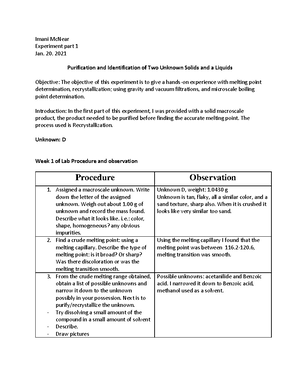 Chem 343 Experiment #6 Pre-Lab Questions - Chem 343 Experiment #6 Pre ...