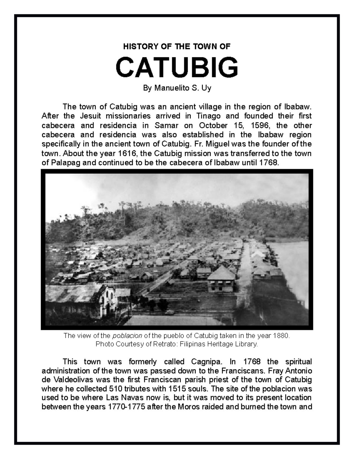 History OF THE TOWN OF Catubig - HISTORY OF THE TOWN OF CATUBIG By ...