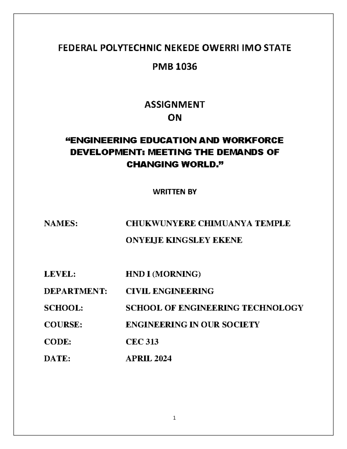 Engineering edu-merged - FEDERAL POLYTECHNIC NEKEDE OWERRI IMO STATE ...