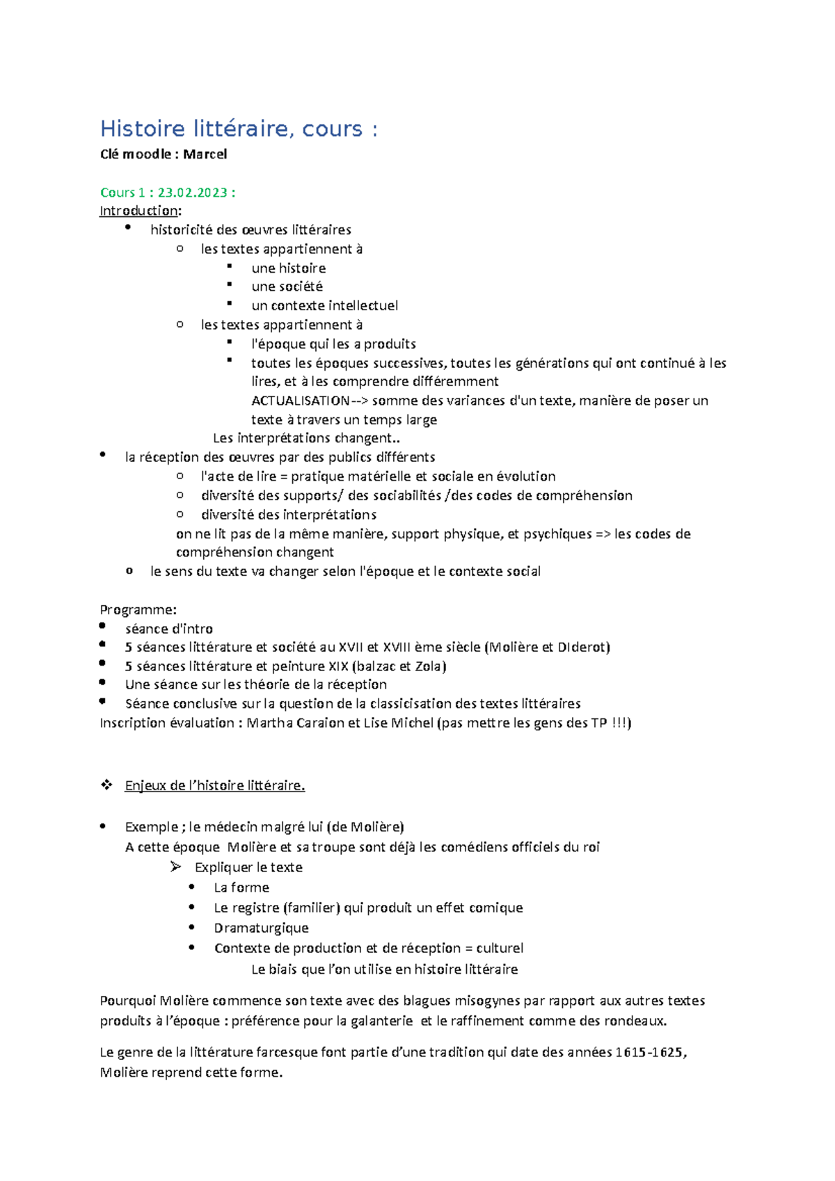 Histoire littéraire Resume - Histoire littéraire, cours : Clé moodle ...