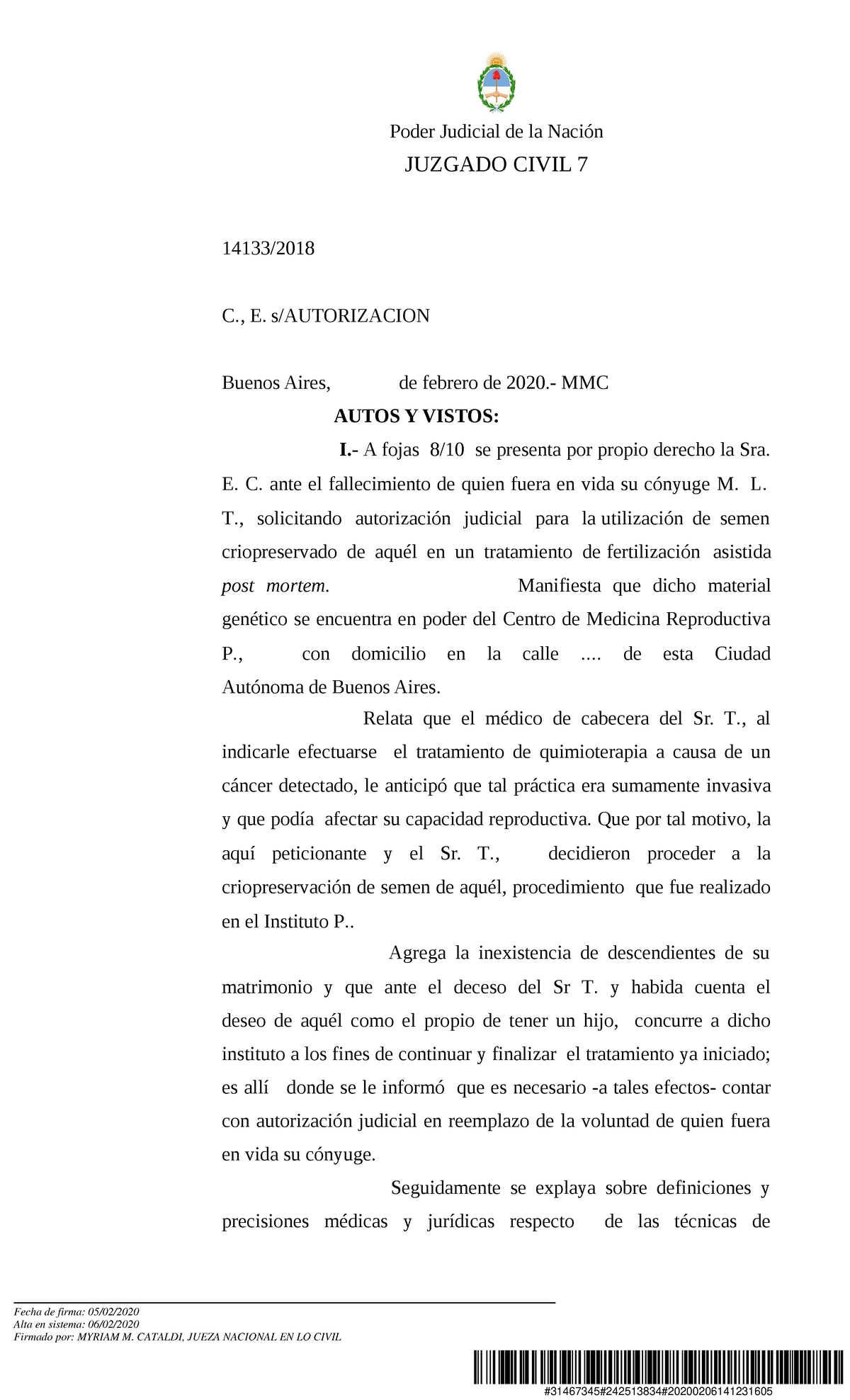 C. E s Autorización - Caso de filiación post mortem - Poder Judicial de ...
