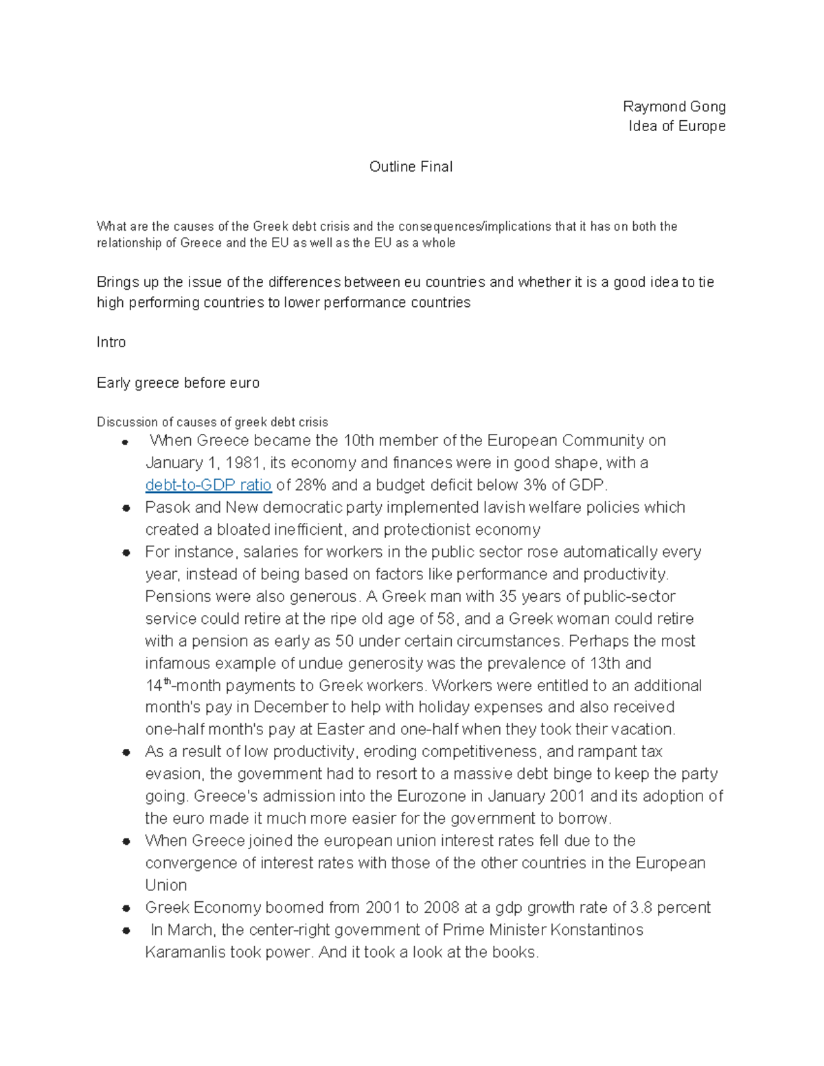 Idea of Europe Outline - Raymond Gong Idea of Europe Outline Final What ...