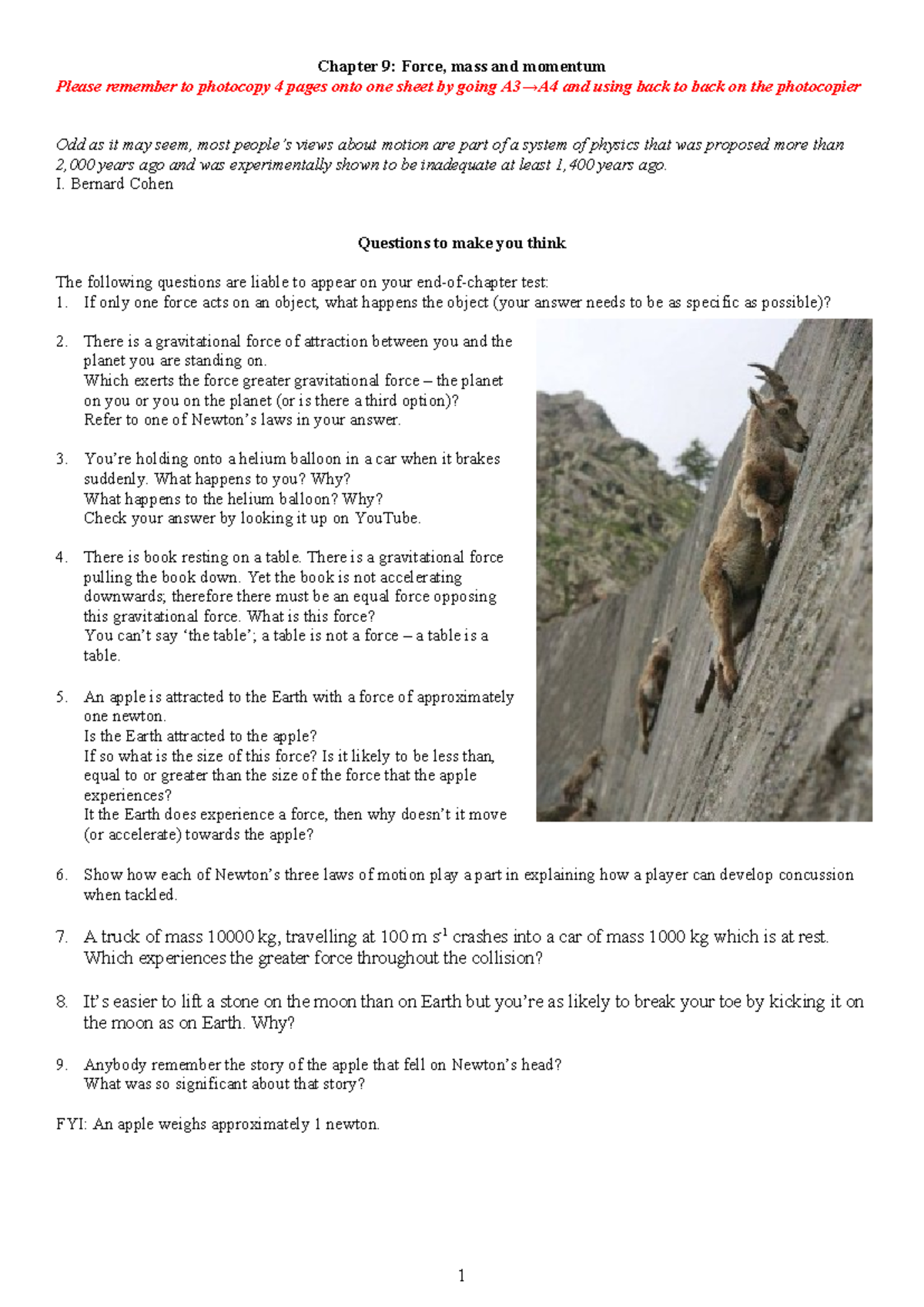 9. Force, Mass and Momentum - Chapter 9: Force, mass and momentum ...