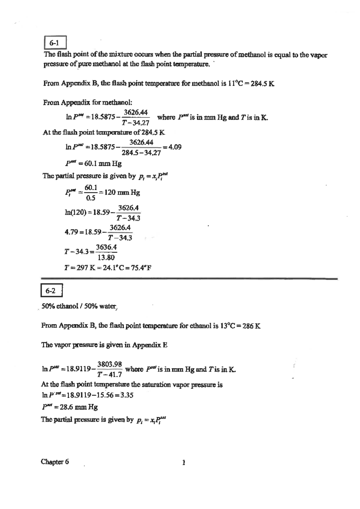 Tutorial Two solutions - The flash point of the mixture occurs when the ...