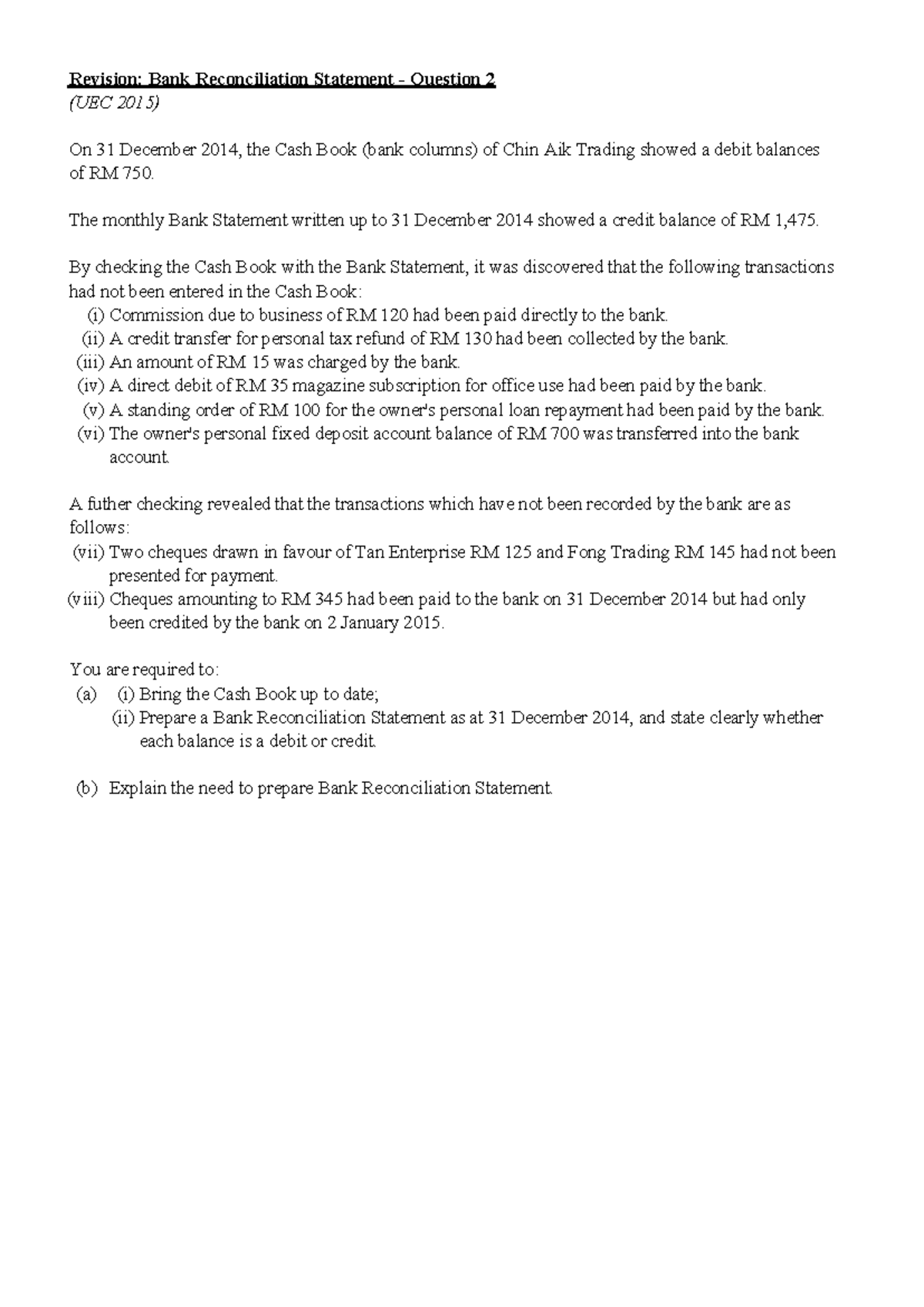 Bank-Reconciliation-Statement-Question-2 (Question & Answer) - Revision ...