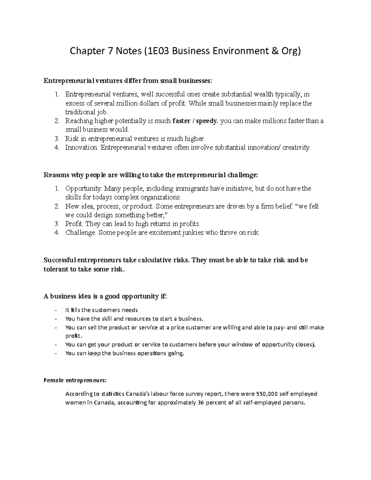 Chapter 7 Notes (1E03 Business Environment and Org) - Chapter 7 Notes ...