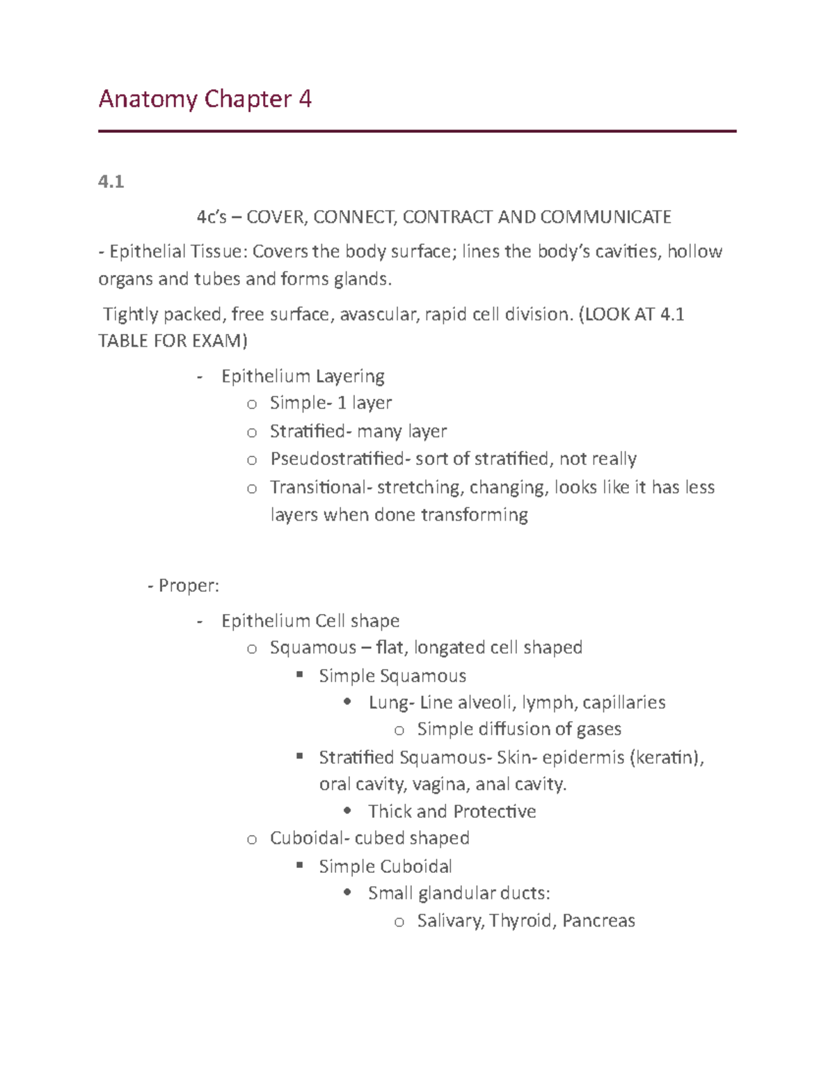 Chapter 4: Tissue - Anatomy Chapter 4 4 COVER, CONNECT, CONTRACT AND ...