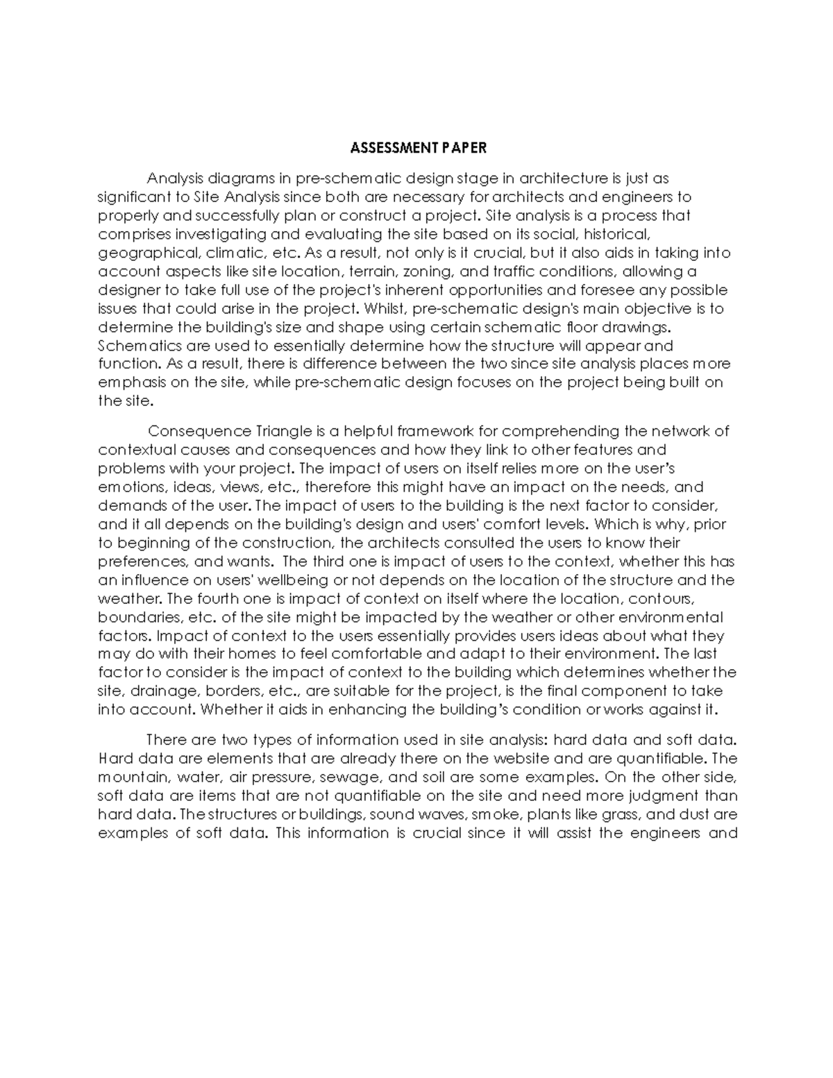 Assessment Paper (Diagrams) - ASSESSMENT PAPER Analysis diagrams in pre ...