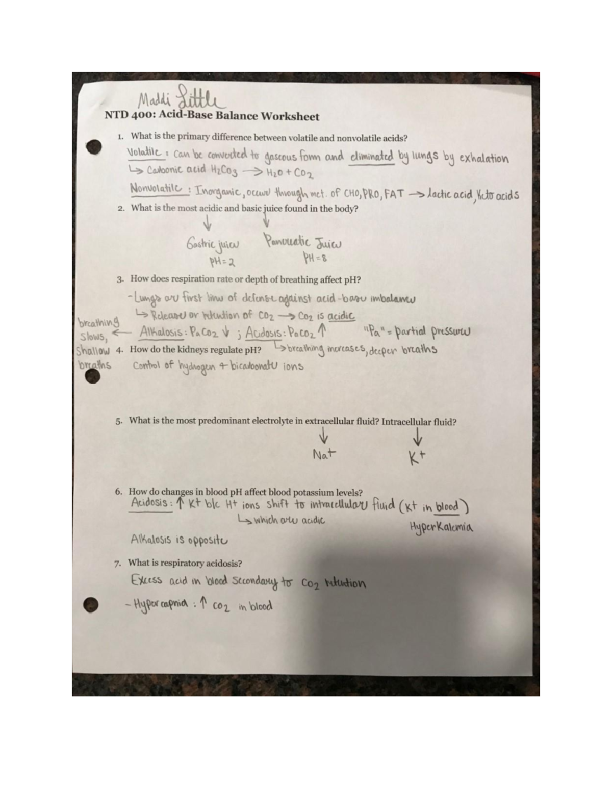 Acid-Base Balance Practice WS - Studocu