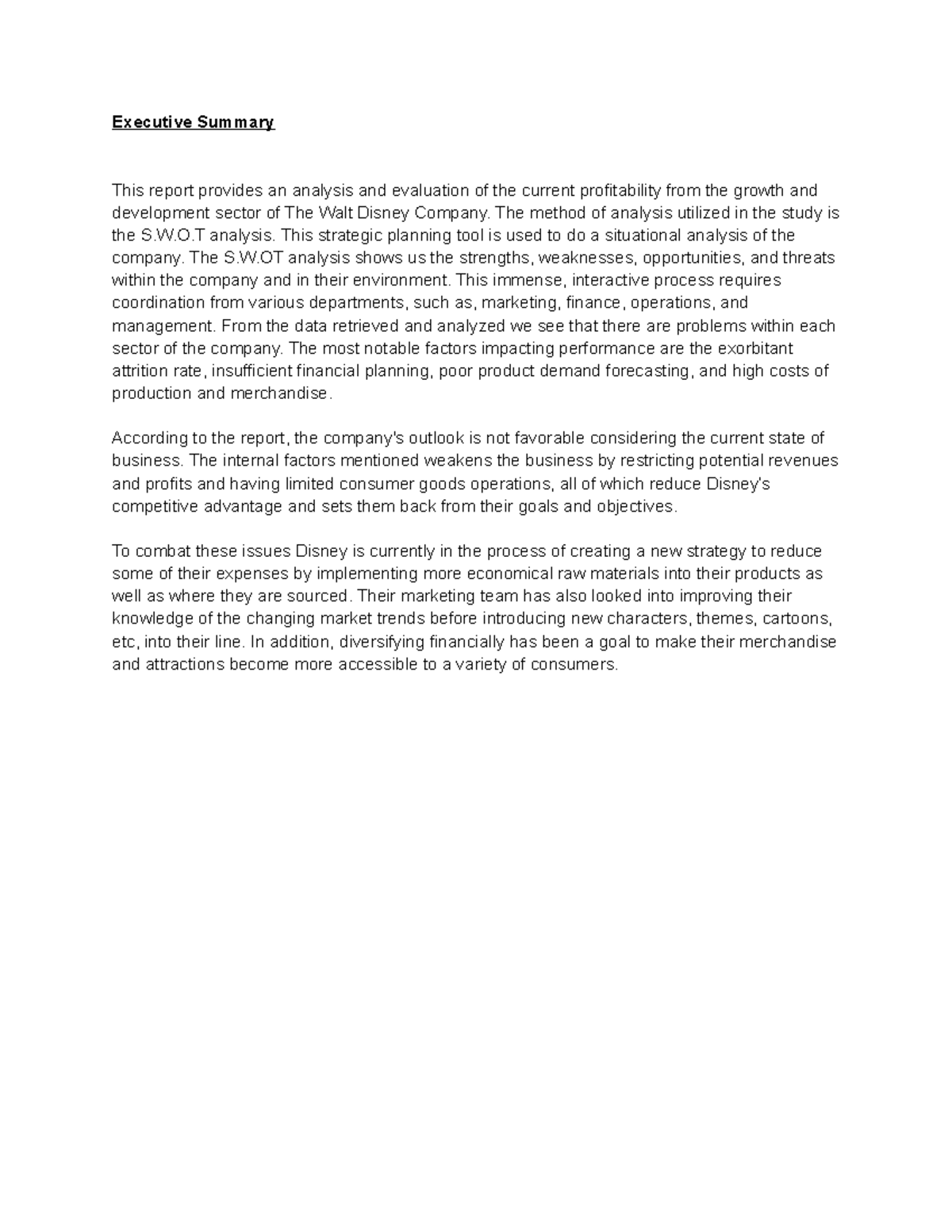 Executive Summary - Executive Summary This report provides an analysis ...