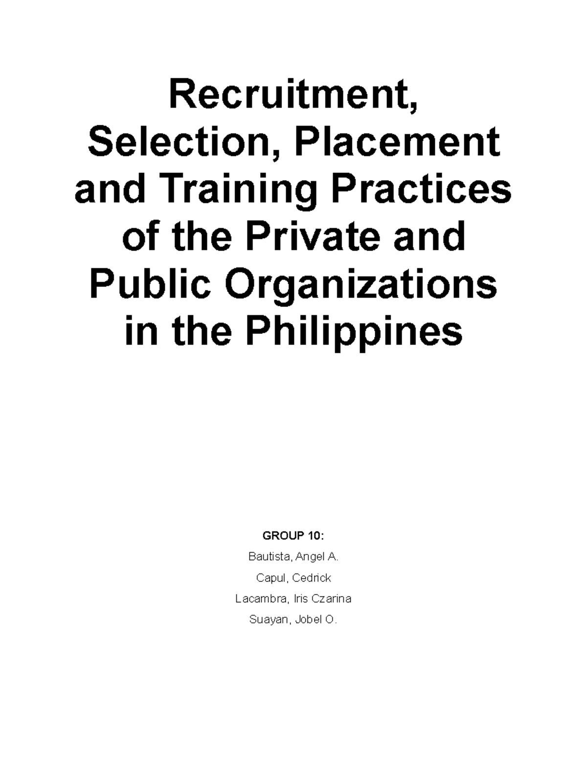 Group 10 Research Activity Recruitment Selection Placement And group-10-research-activity-recruitment-selection-placement-and