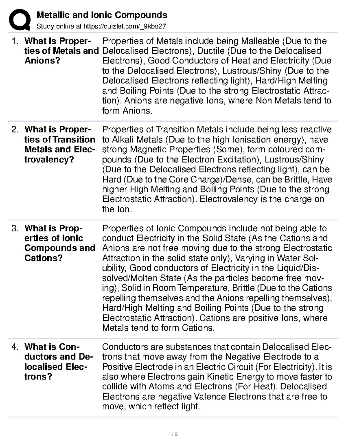 Metallic and Ionic Compound - Metallic and Ionic Compounds Study online ...
