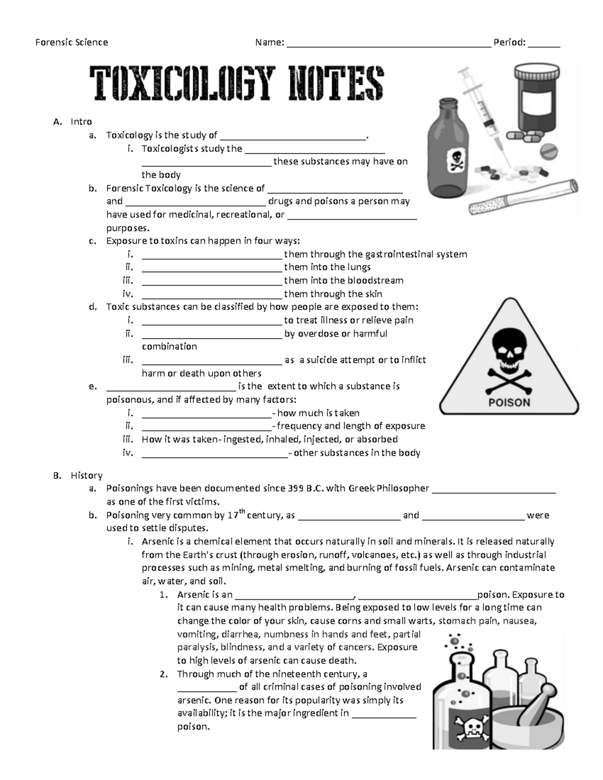 Toxicology Notes student handout - Forensic Science Name