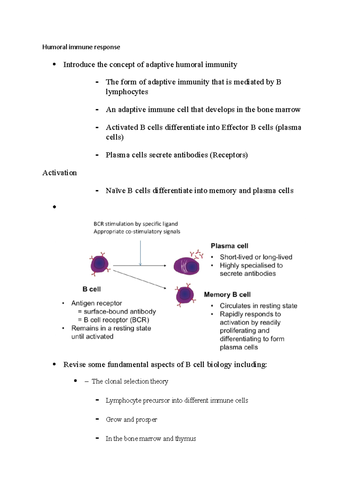 Humoral immune response Week 9 - Humoral immune response Introduce the ...