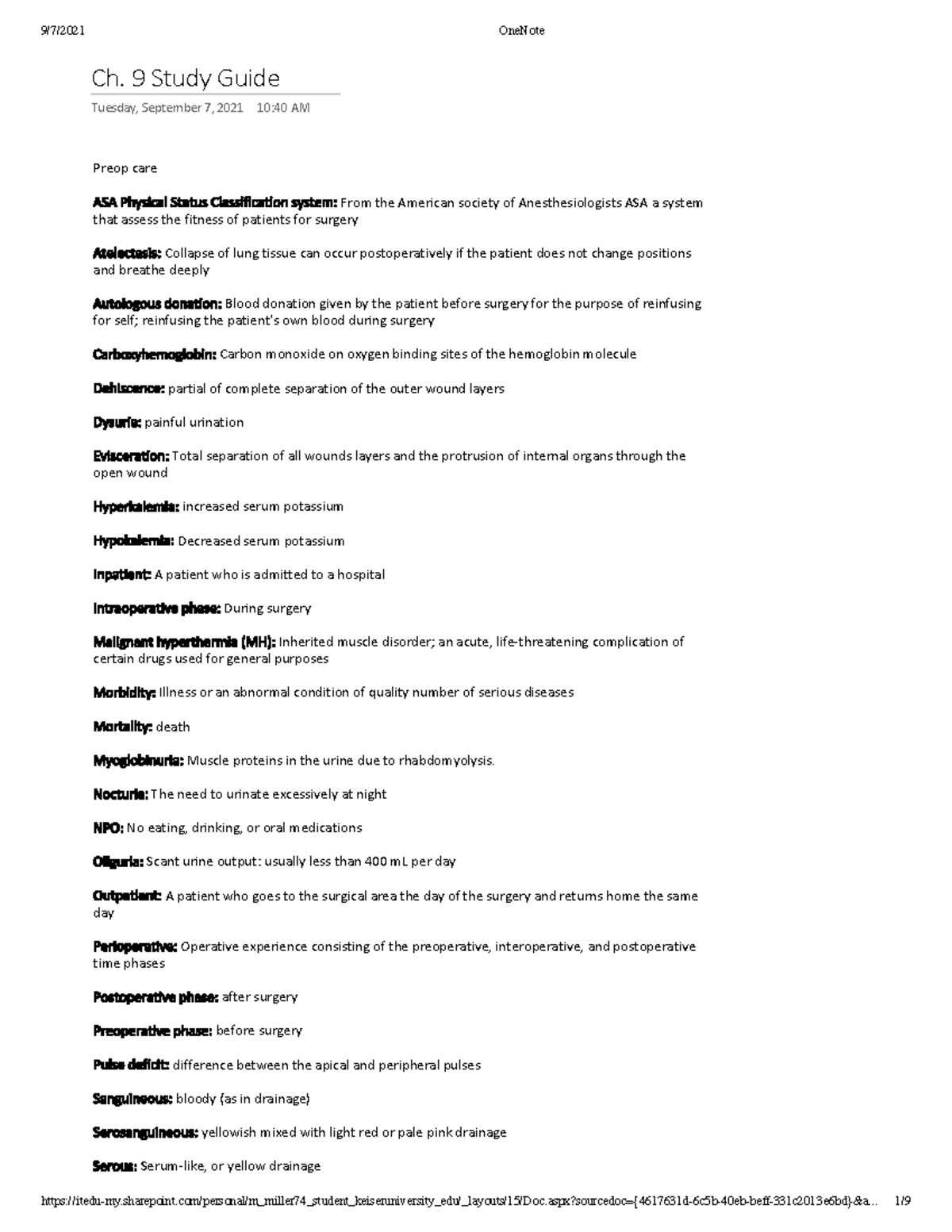 Ch. 9 Preop study guide questions - Ch. 9 Study Guide Tuesday ...