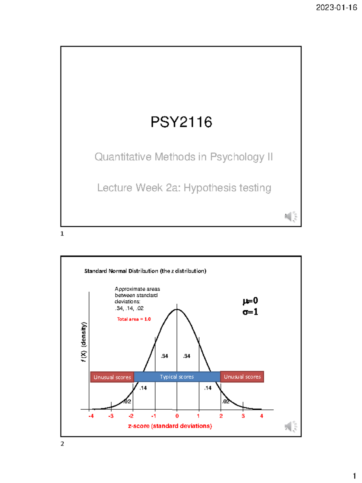 Lecture 2a - hypothesis testing - PSY Quantitative Methods in ...